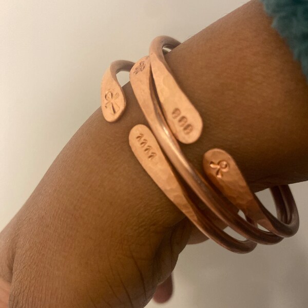 Thick Copper Bangle With Letter Number Symbol Engraving Bracelet ...