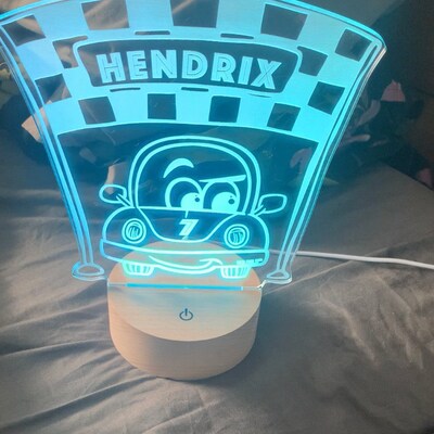 Race Car Decor Lamp, Personalized LED Night Light, Nursery Baby Kids ...
