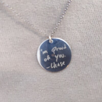 Add a Disc, Engraved Disc, Monogrammed Disc, Custom Handwriting Pendant ...