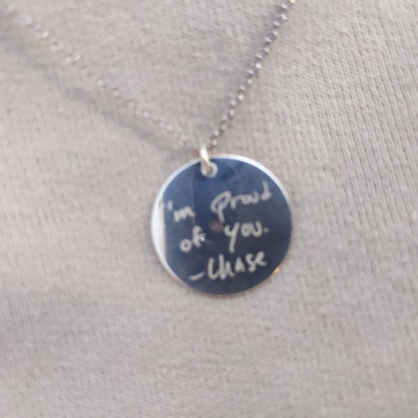 Add a Disc, Engraved Disc, Monogrammed Disc, Custom Handwriting Pendant ...