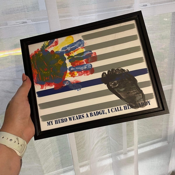 Police Officer Gift for Dad, Gift From Kids, Dad Gift, Child Handprint ...