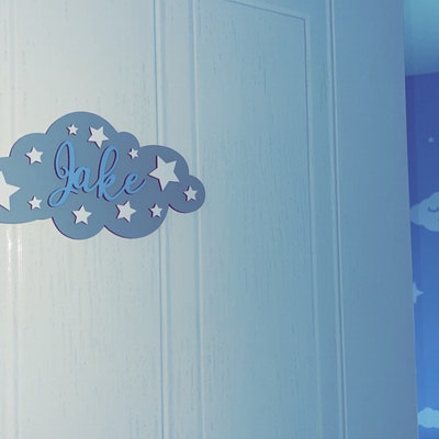 Name Cloud Nursery Cloud Sign Personalised Childrens Bedroom Door Sign ...