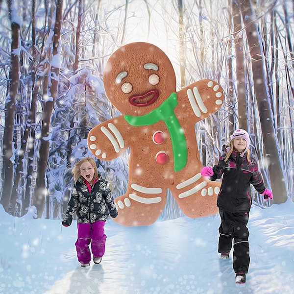 Gingerbread Man Chase Digital Backdrop/background, Can't Catch Me I'm ...