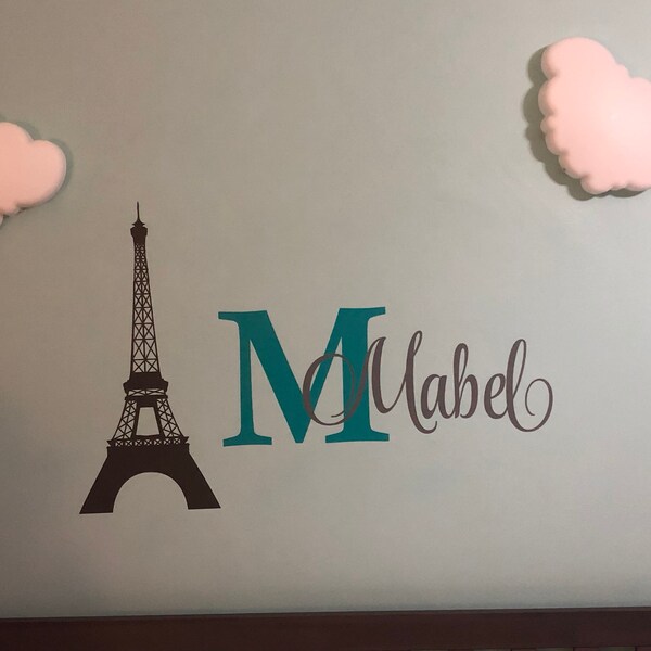 Personalized Name Paris Wall Decal - Custom Name Paris Wall Sticker ...