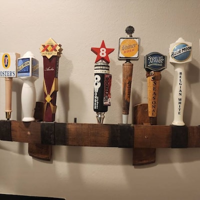 Oak Whiskey Barrel Stave 10 Beer Tap Handle Wall Display With Hole and ...