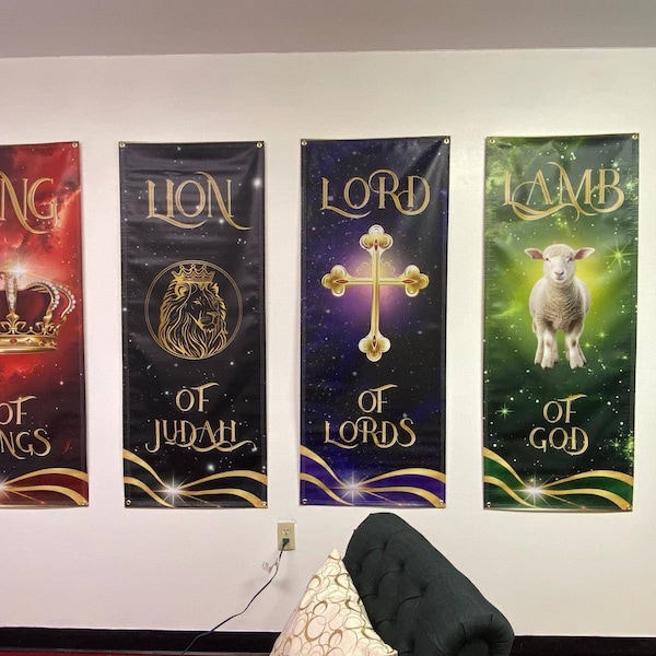 Set of 4 Church Banners, Sanctuary Banners, Mission Worship, Church ...