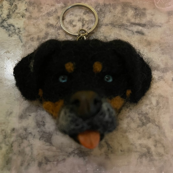Custom Pet Portrait Felted Dog Keychain, Felted Dog Portrait Memorial ...