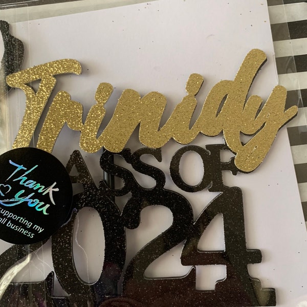 Custom Name Girl Graduation Cake Topper - Class of 2024, Congrats Decor ...