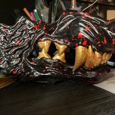 Glowing Cyberpunk Samurai Wolf Mask Samurai Wolf Mask Wolf Mask Cyber ...