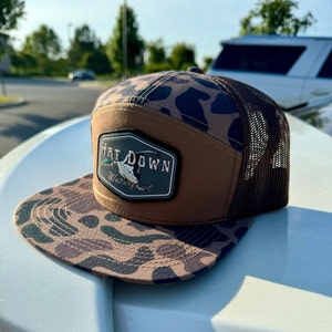PVC Patch 7 Panel Hats HDW Wood Duck Design Tan and Brown Color, With ...