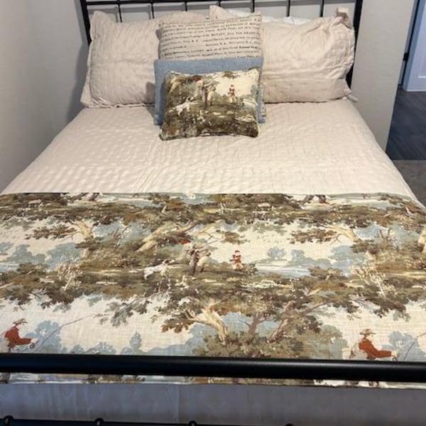 Duvet Cover in Avondale Vintage Sportsman Toile Hunting, Fishing - Etsy