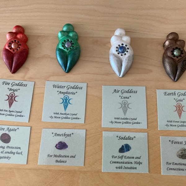 Elemental Clay Goddess Altar Set: Earth, Air, Fire, Water - Wiccan Gift ...
