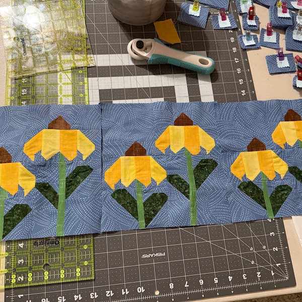 Brown-eyed Susans Quilt Block Pattern PDF Spring Flower - Instructions ...