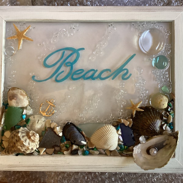 5 X 7 Sea Shell and Sea Glass Collage Art Frame - Etsy