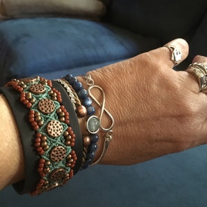 Black gray boho-chic micro-macrame necklace | Etsy