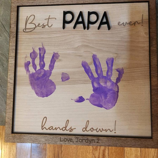 Best Daddy Ever - Hands Down! Hand Print Sign, Personalized Father's ...