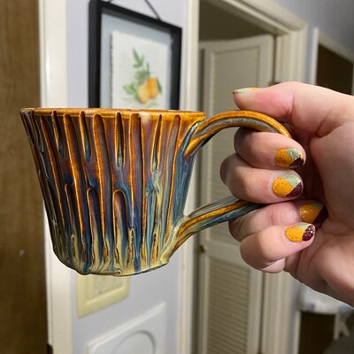 Multi-colored Mason Stain Hand Carved Tumbler Blue Green - Etsy