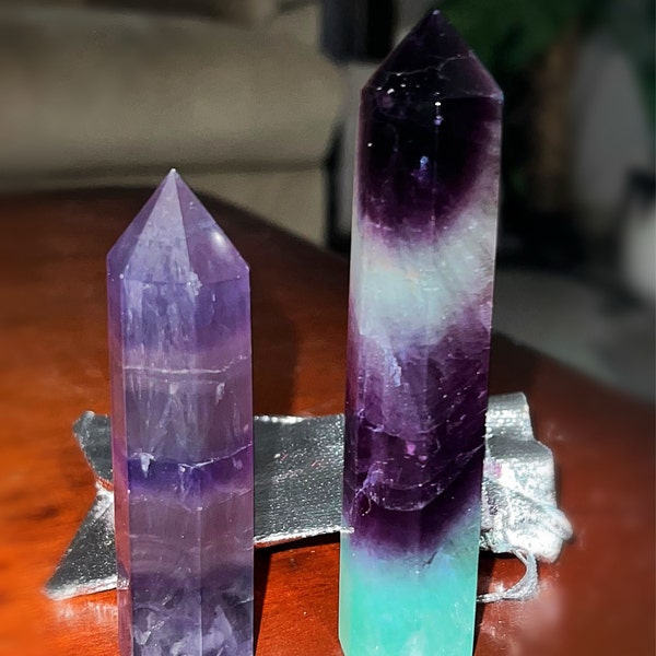 HIGH-QUALITY Large Green Fluorite Tower With Rainbows 667g Natural ...