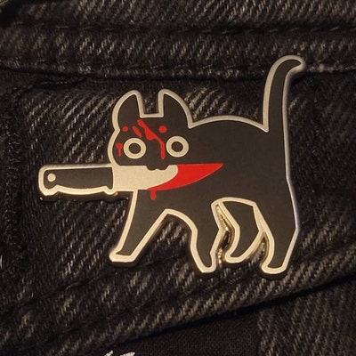 Bloody Black Knifecat Enamel Pin - Etsy