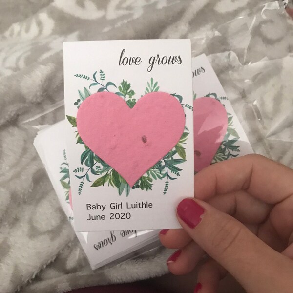 Wedding Favors Seed Paper Heart Love Grows Cards - Recycled Eco ...
