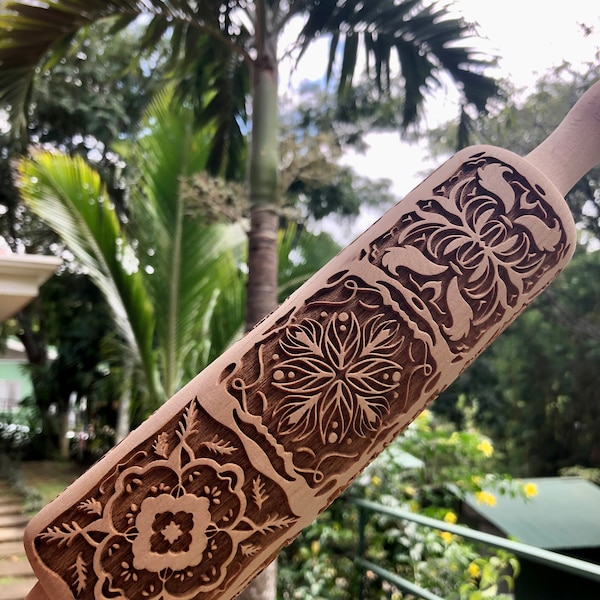 Traditional Pattern Rolling Pin Embossed, Cookies, Cookie, Roller ...