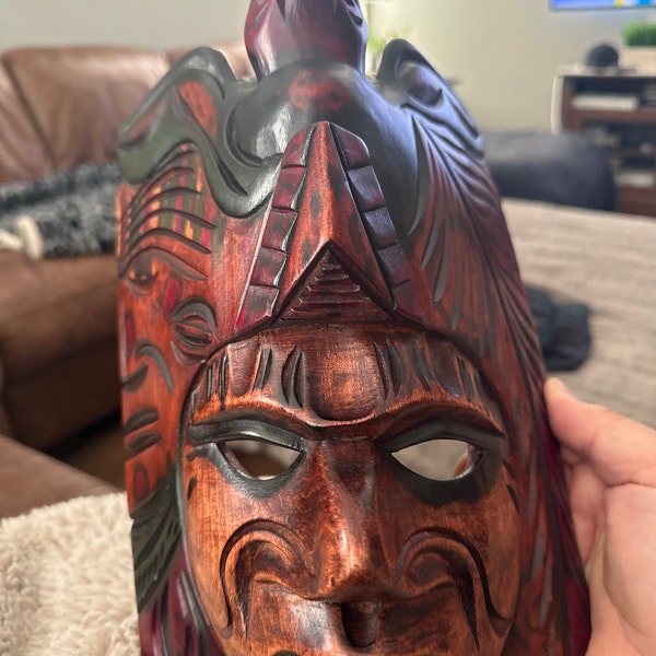 Wooden Carved Coyote Animal Mask Wall Art | Coyote Animal Decorative ...