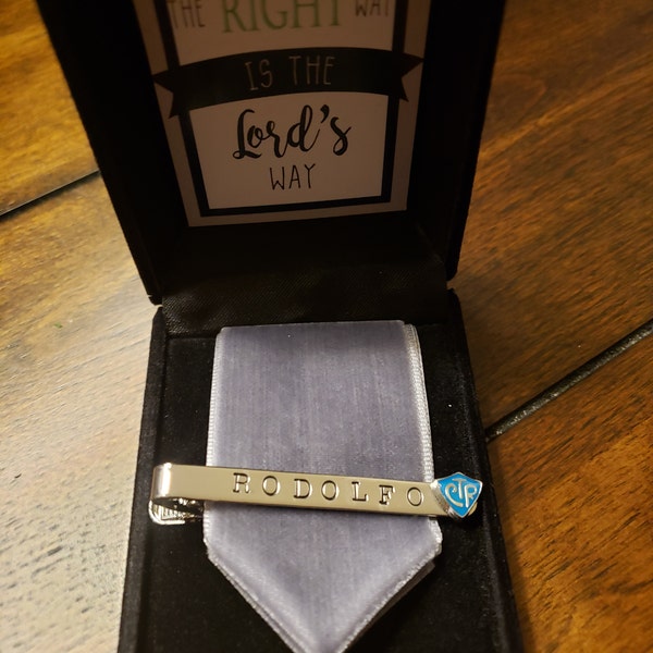 LDS Boy Baptism Tie Clip Gift - Personalized CTR - Faith - Water Wave ...