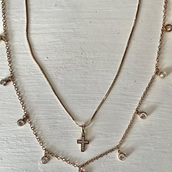 Crystal Ladder Body Chain 14k Gold Filled Body Chain Gold Stainless ...