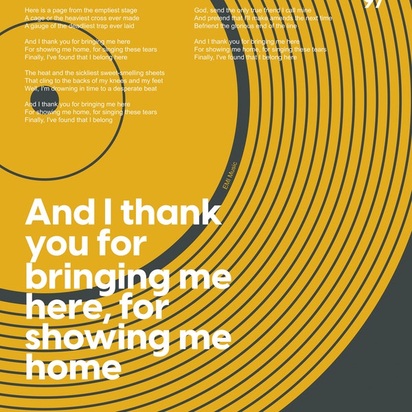 Vinyl Record Custom Song Lyrics Digital Wall Art, Favourite Song Poster ...