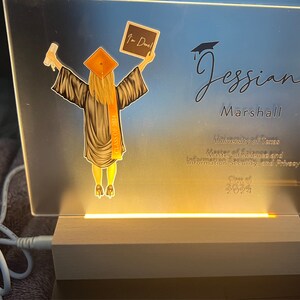 Light up Personalized Portrait Graduation Acrylic Plaque Class of 2024 ...