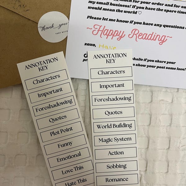 Annotation Key Bookmark for Tabs | Guide | Fantasy, Romance, Thriller ...