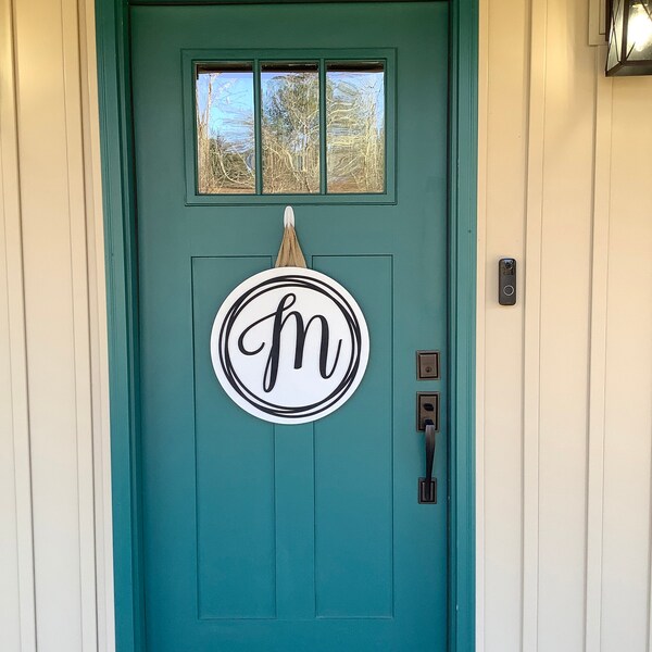 Wooden Monogram Door Hanger | Front Door Decor | Last Name Sign ...