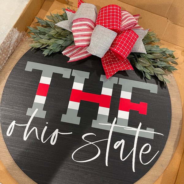 Ohio State Door Hanger | Ohio State Buckeyes | Ohio State Wreath ...