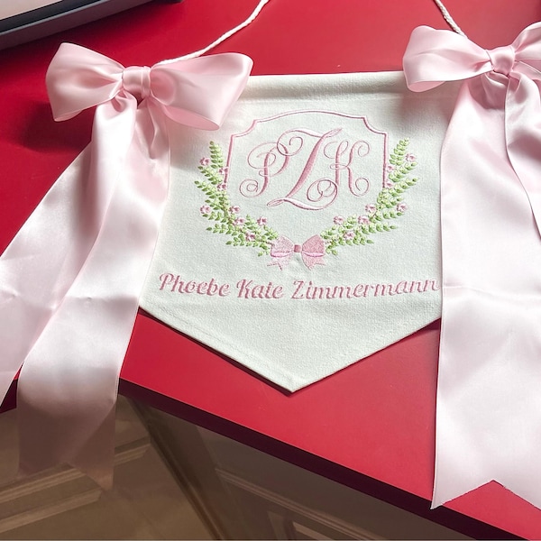 Baby Banner Embroidered Name Sign, Custom Hospital Door Hanger Baby ...