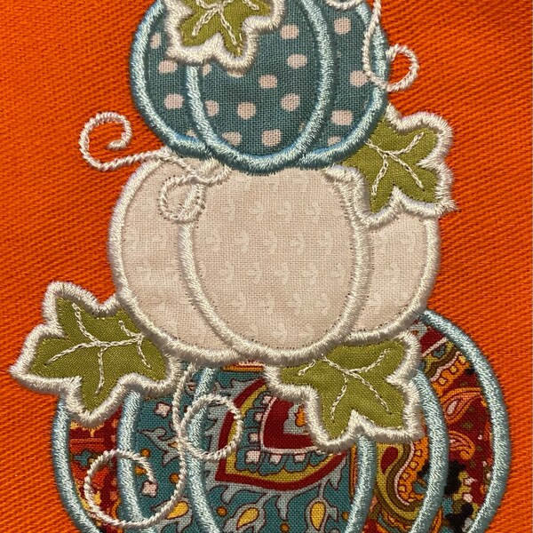 Pumpkin Stack Applique Machine Embroidery Design Trio 3 With Vines ...