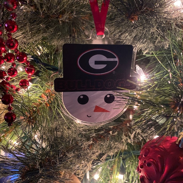 Georgia Bulldogs Christmas Ornament | UGA Dawgs | Snowman | Georgia ...