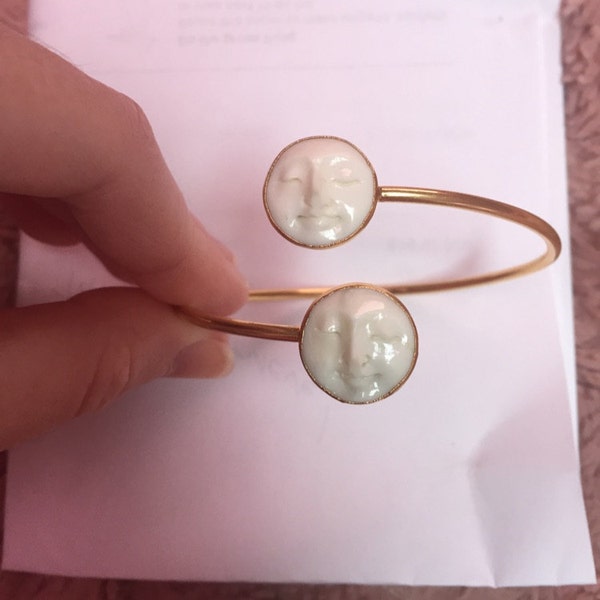 Man in the Moon Bracelet /// Moon Face Jewelry, Women's Gifts ...