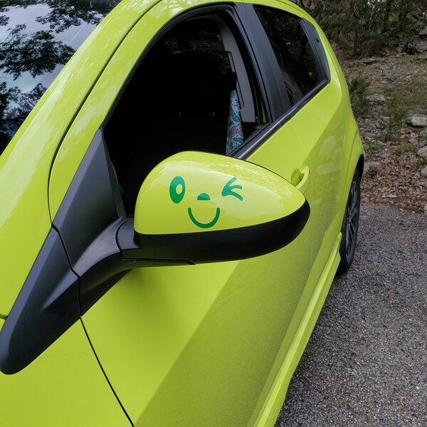 DIY Winking Face for Car Mirror Vinyl Decal. Winking Face Decal, Laptop ...