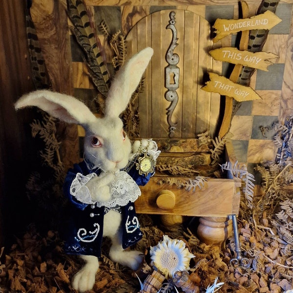 White Rabbit Alice in Wonderland Needle Felted Interior Toy - Etsy