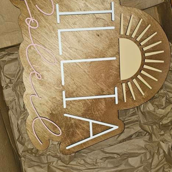 Boho Name Sign, Nursery Name Sign, Sun Nursery Decor, Boho Sun Name ...
