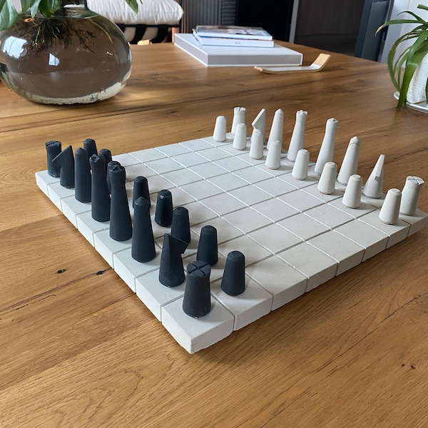 CONCRETE CHESS - Minimalist Decor - Handmade Chess Set - Etsy