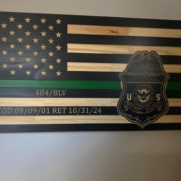 US Border Patrol Thin Green Line Subdued American Flag - Etsy