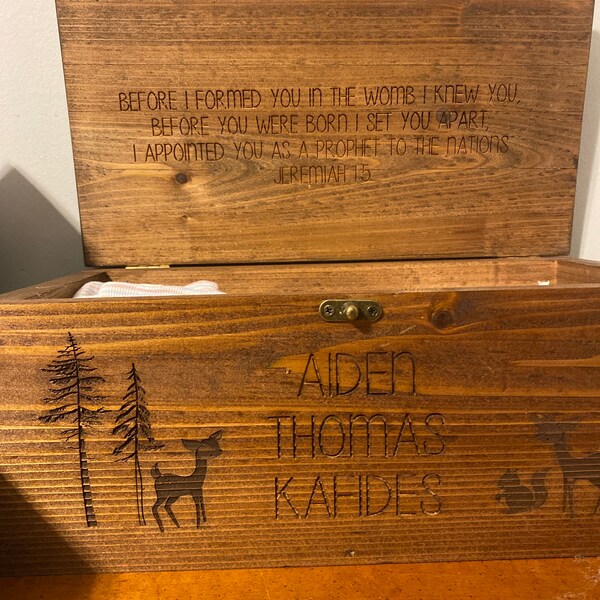 Personalized Baby Keepsake Box Rustic Wooden Memory Chest With Engrved ...