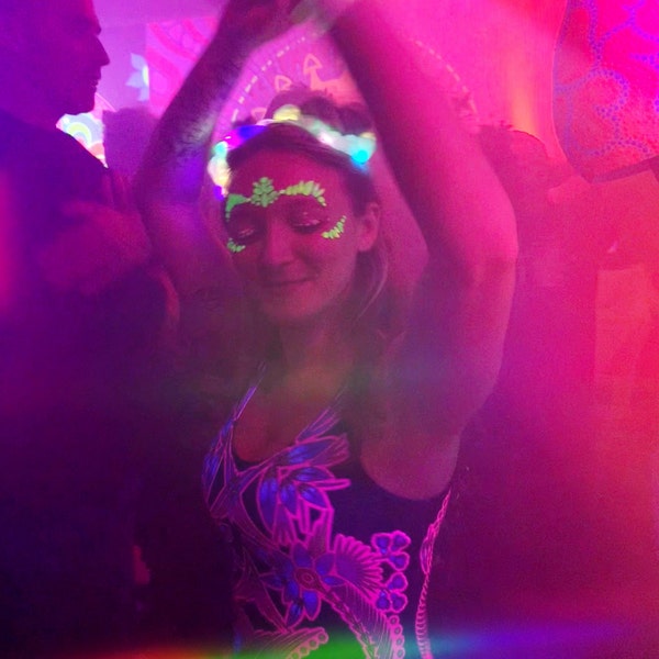 NEON FLOWERS UV Light Set Costume, Neon Bodysuit, Rave Onsie, Festival ...
