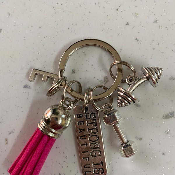 Gym Gift, Ladies Gym Keychain, Strong is Beautiful, Fitness Keyring ...