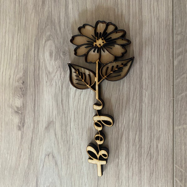 Flower Laser Cut Out Art Gift Day Acrylic Wood Personalized Flower With ...