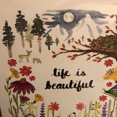 Life is Beautiful Art Print, Watercolor Wall Art, Adventure, Woods ...