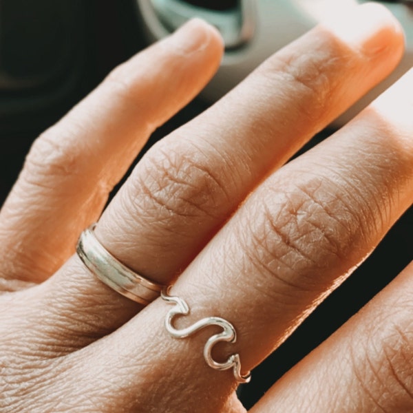 Handmade 'ULU' 925 Sterling Silver Wave Ring for Women•ocean Wave Ring ...
