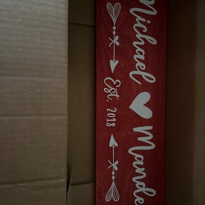 Romantic Couple Name EST Sign With Heart Arrows Personalized Custom ...