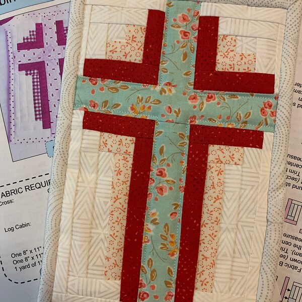 Log Cabin Cross Mug Rug Pattern - Etsy